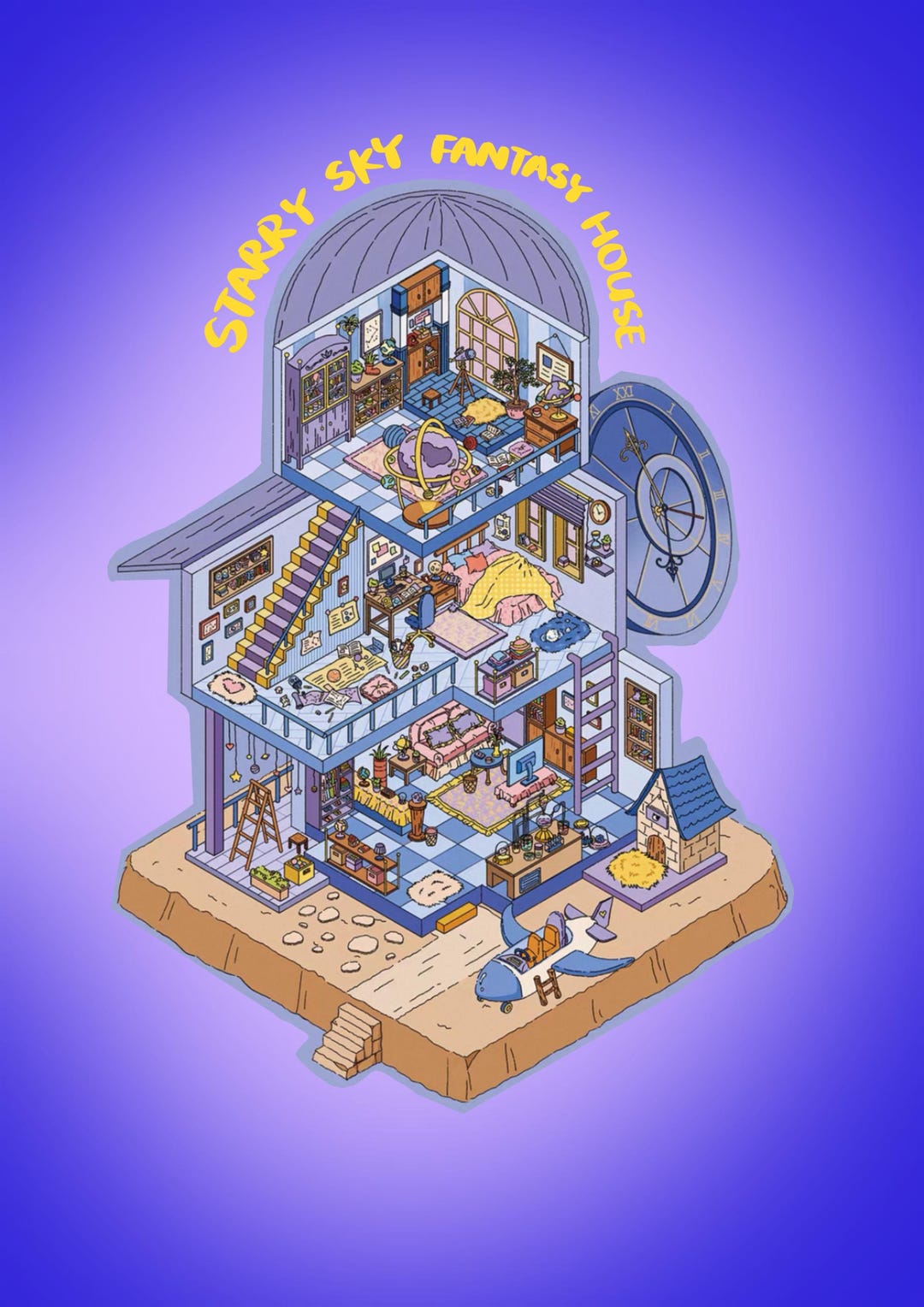 DIY Starry Sky Fantasy House Diorama Sticker/scene Sticker/miniature ...