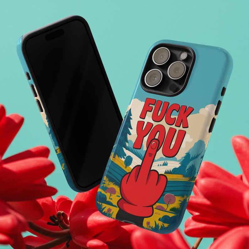 Cartoon Middle Finger Phone Case, Bold Attitude Graphic Cover - Etsy