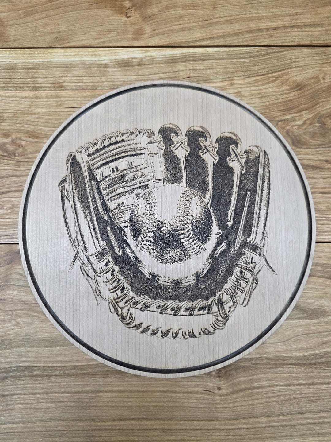 Baseball in Glove Detailed Custom Cherry Engraving - Etsy
