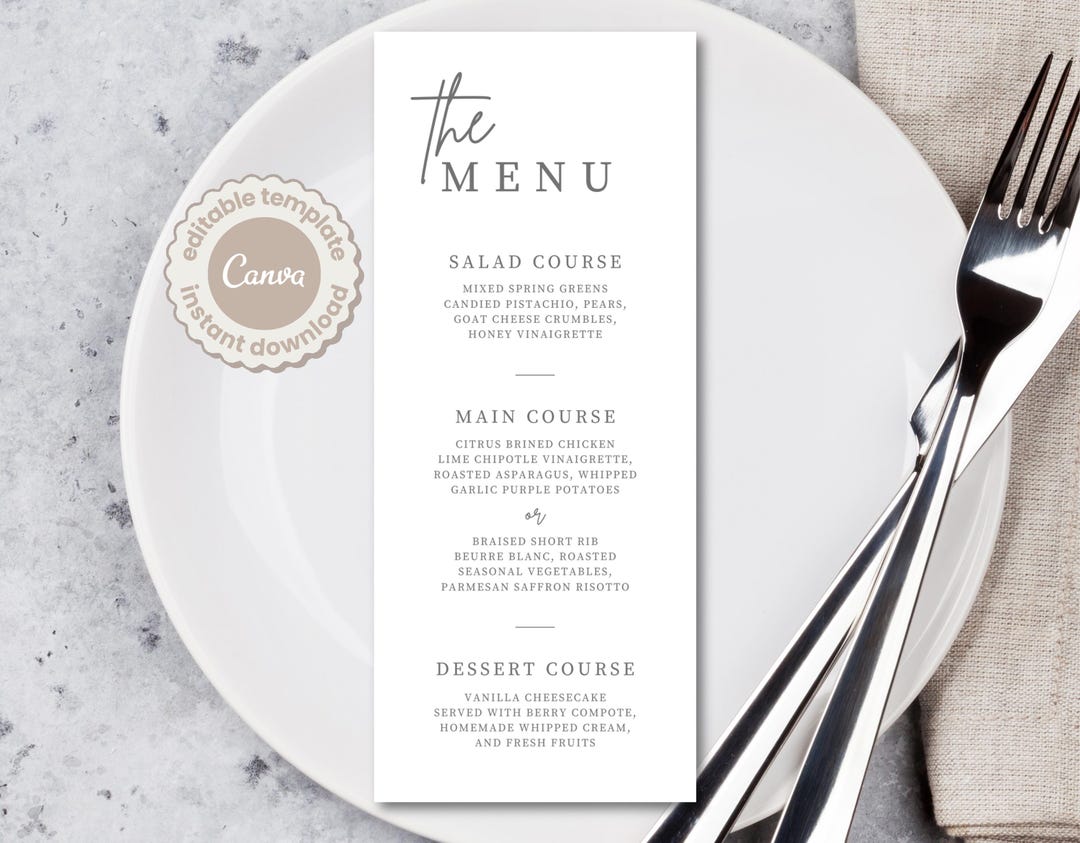 Editable Minimalist Menu Template Download, Menu Card, Menu Template ...