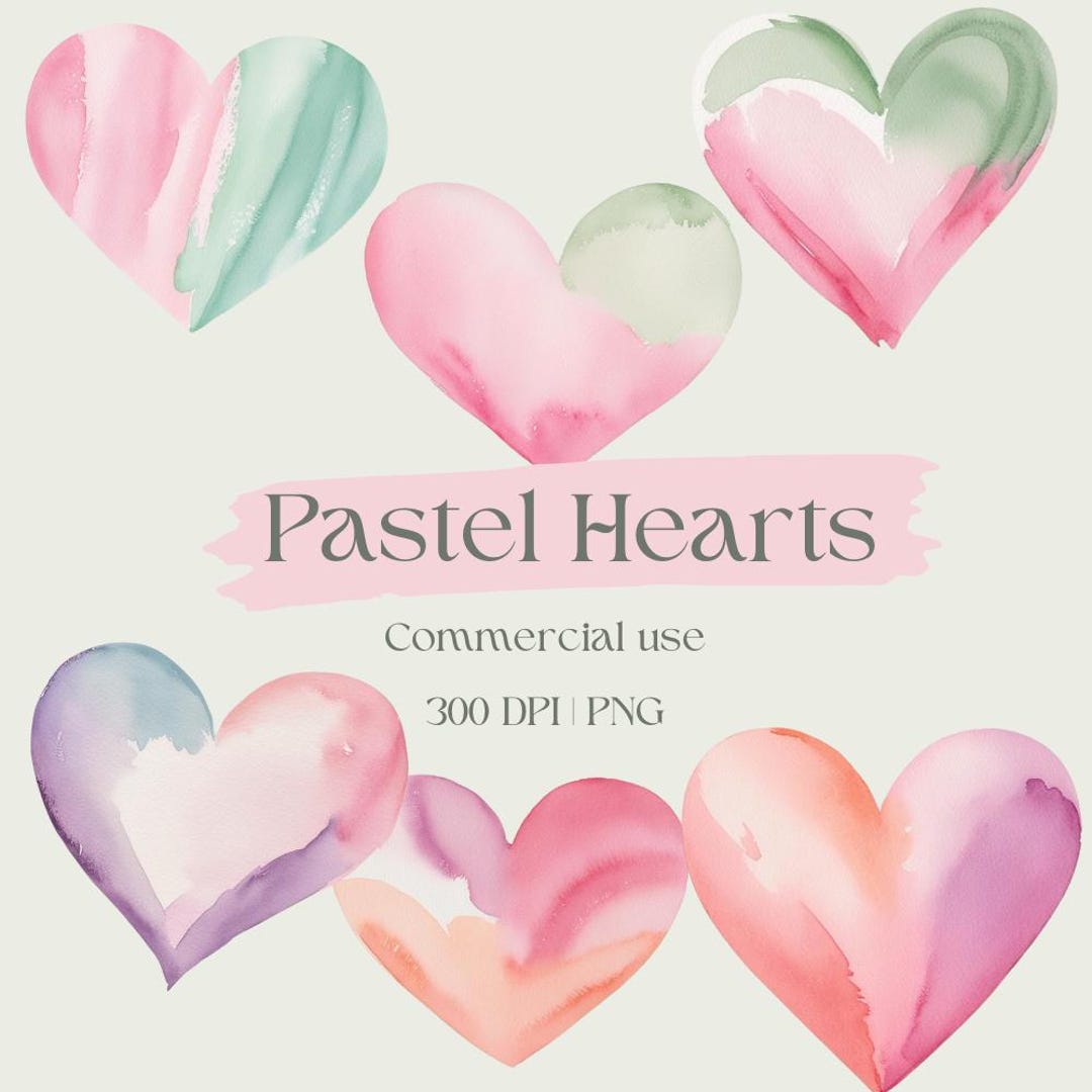 Lovely Pastel Hearts 6 Png Clipart Collection | Soft Colors | Love ...