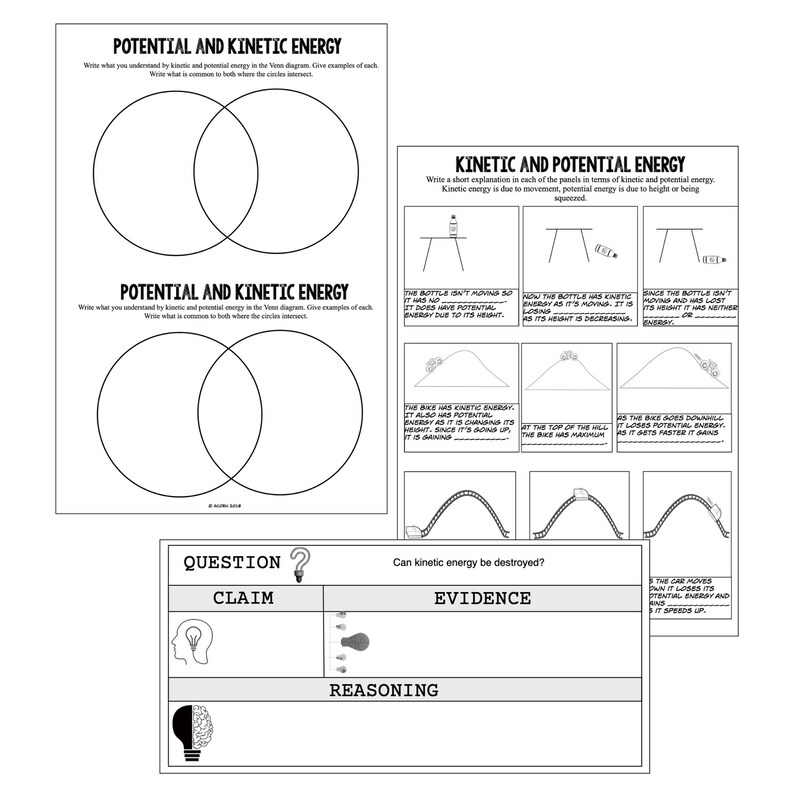 Potential and Kinetic Energy Worksheet Activity - Etsy