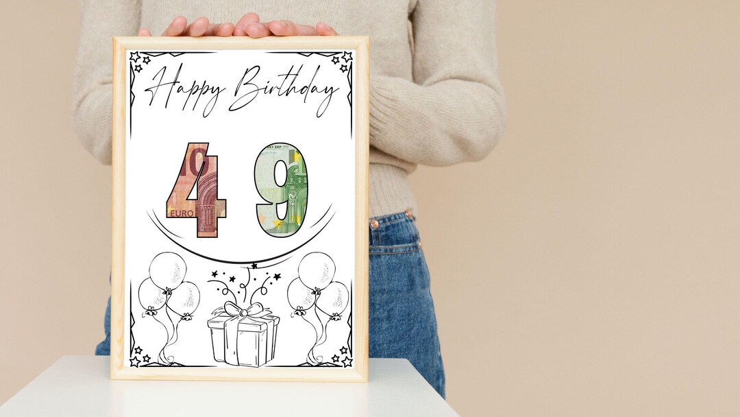 Happy 49 – Printable Money Gift Envelope | 49th Birthday Digital Cash ...
