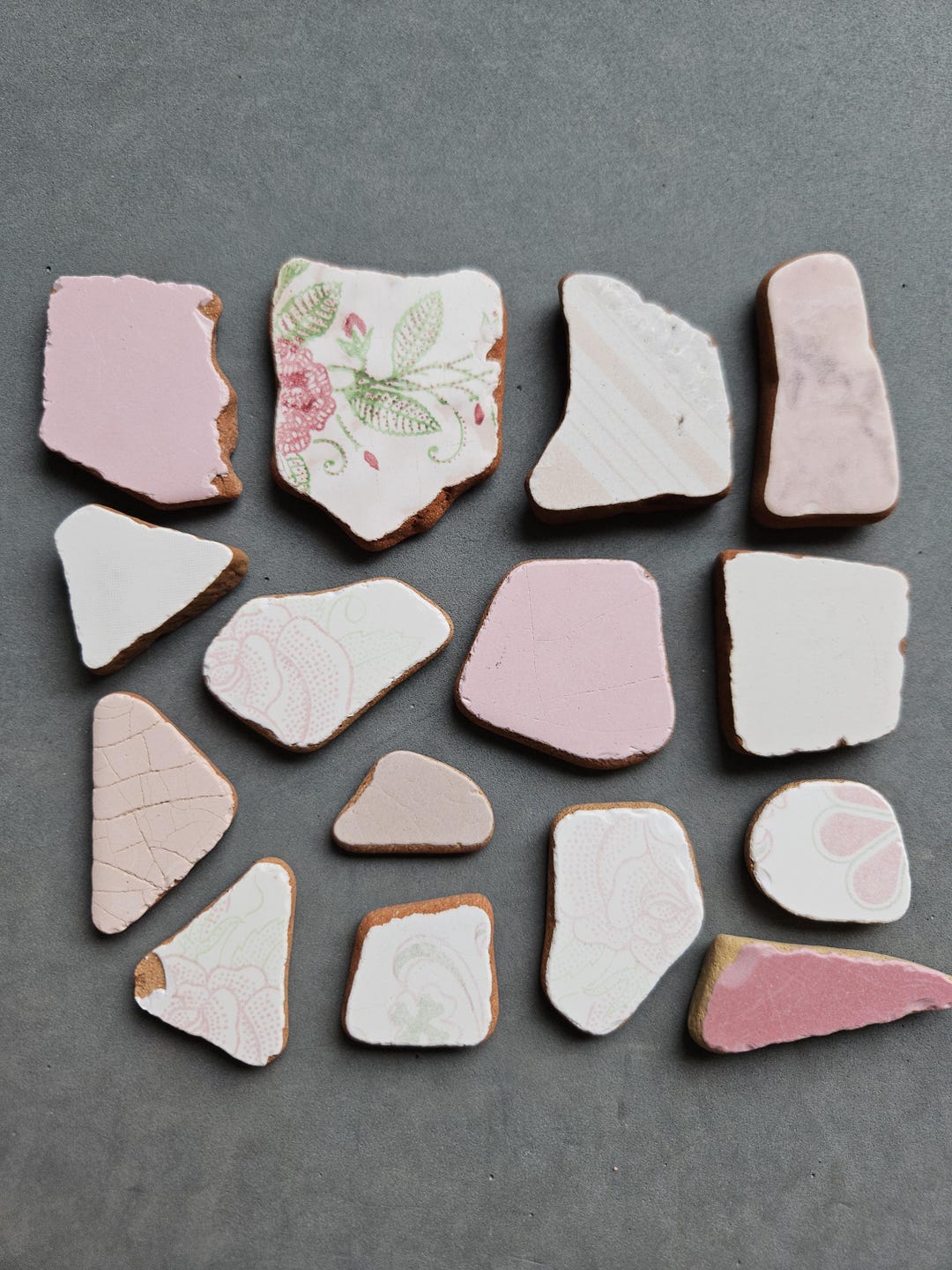 Mediterranean Sea Pottery Shards: Pink Color Matched Set of Tiles ...