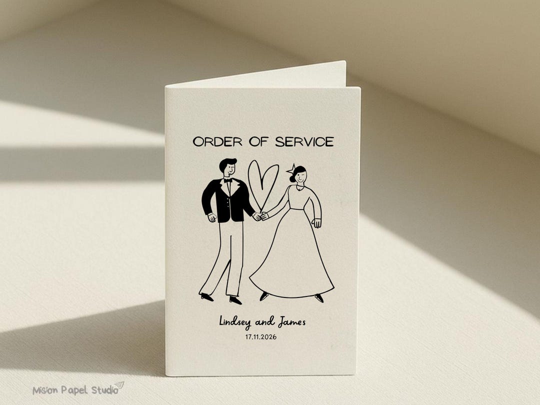 Wedding Program Booklet Template | Fun Hand-drawn Style | Folded ...