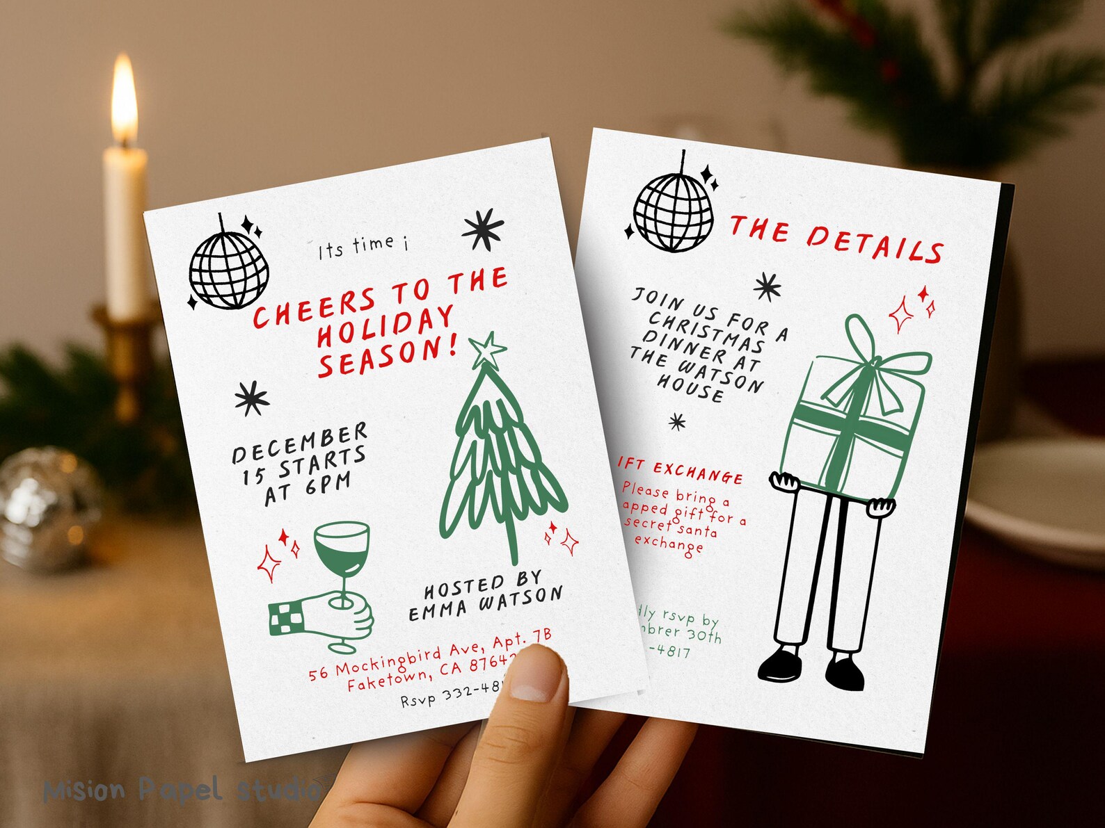 Christmas Dinner Menu Template | Friendsmas Holiday Party Menu Card ...