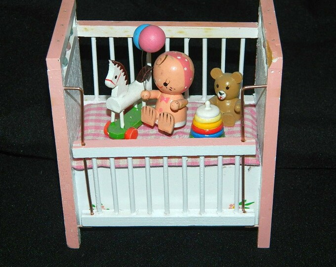 Vintage Enesco Baby's Music Box - Musical Baby Crib - Baby, Horse and ...