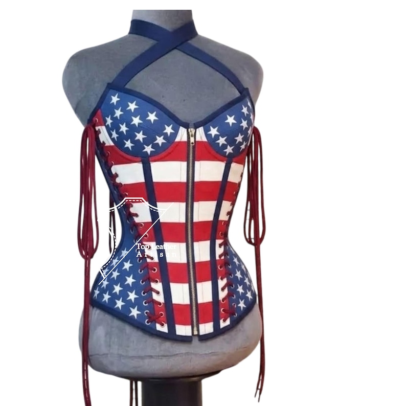 American Flag Corset, Patriotic USA Cotton Bustier Top, Hourglass ...
