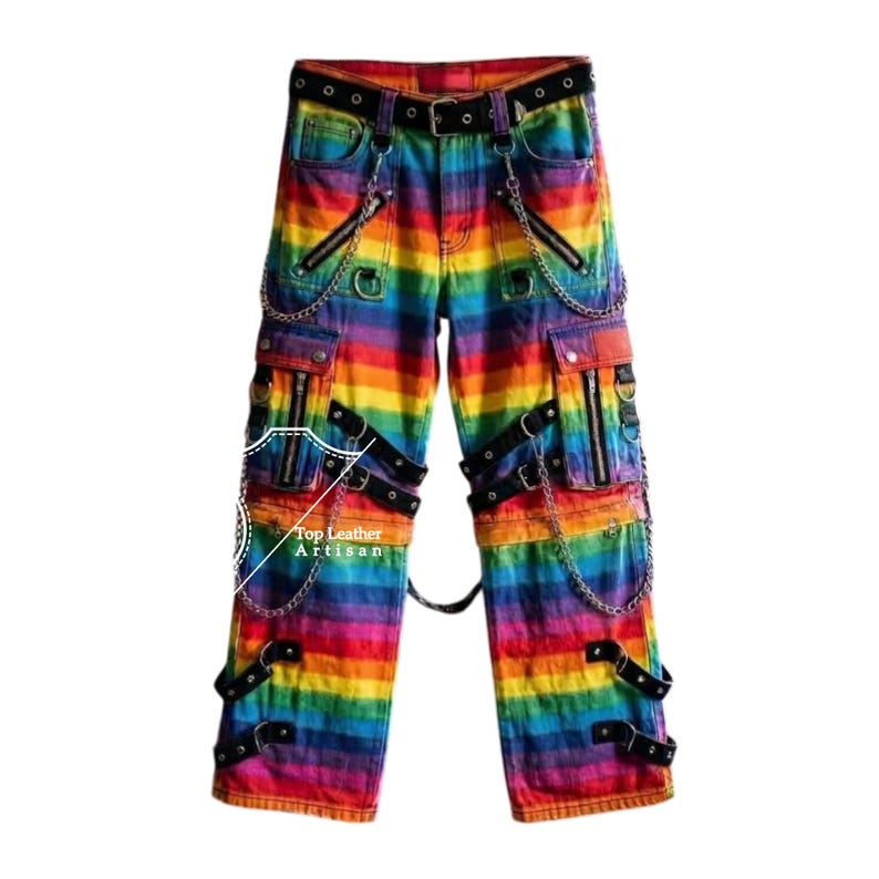 Rainbow Cargo Pants Men Women, Colorful Baggy Pants, Pride Streetwear ...