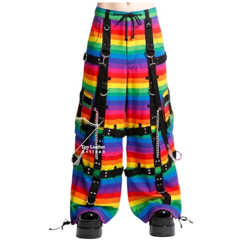 Rainbow Cargo Pants Men Women, Colorful Baggy Pants, Pride Streetwear ...