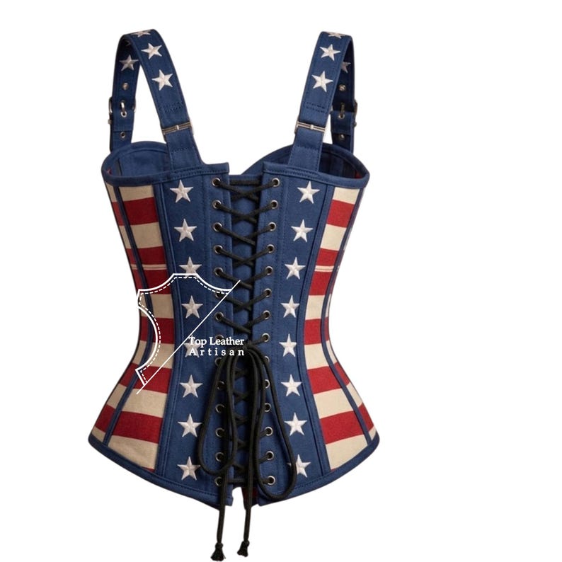 American Flag Corset, Patriotic USA Cotton Bustier Top, Hourglass ...