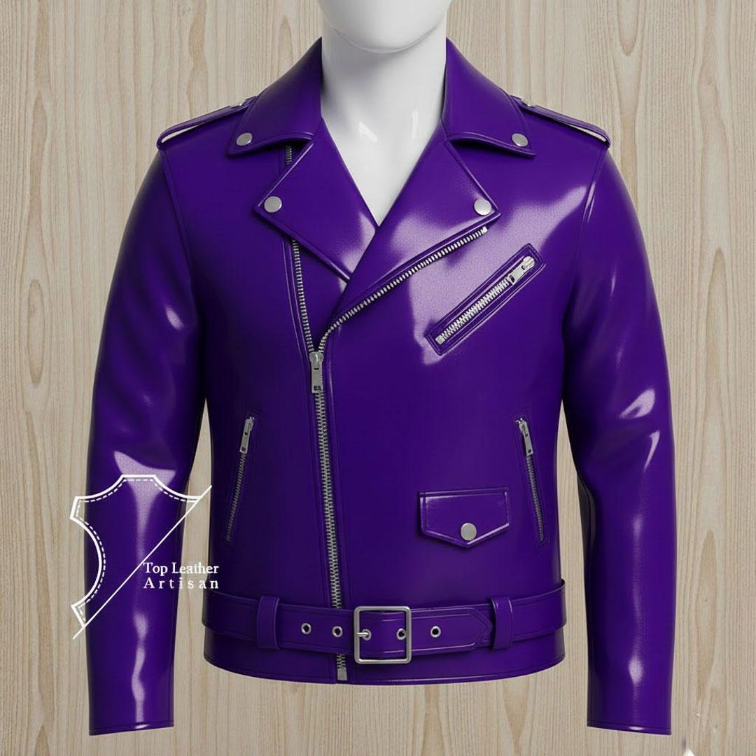 Mens PVC Purple Biker Jacket – High Shine Moto, Punk Rock Style - Etsy