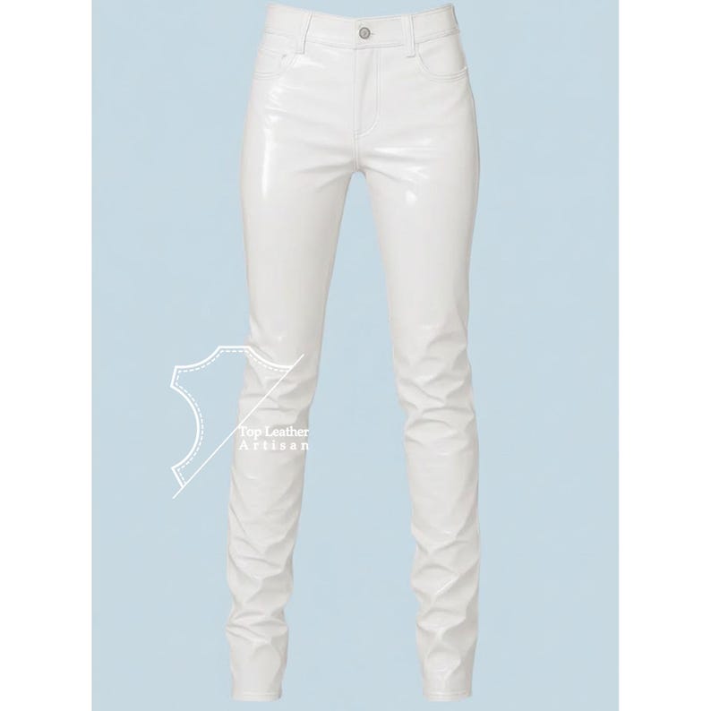 White PVC Pants - Unisex Shiny Vinyl Slim Fit Trousers - Etsy Canada