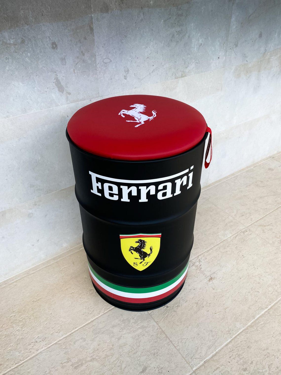 Ferrari Black Barrel Chair With a Red Top Cover - Etsy