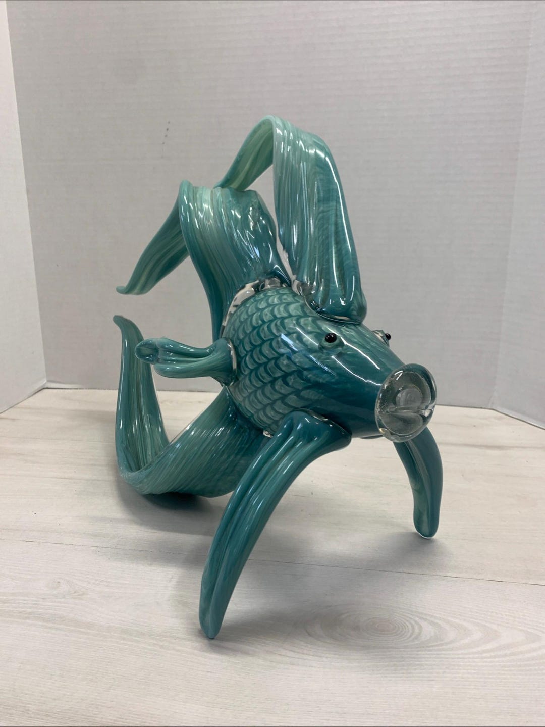 Large Murano Style Art Glass Angel Fish Figurine - 13"t - Etsy