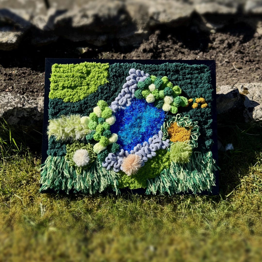 3D Textured Yarn Landscape Wall Art, Home Decor, Wall Decor, Moss Green ...
