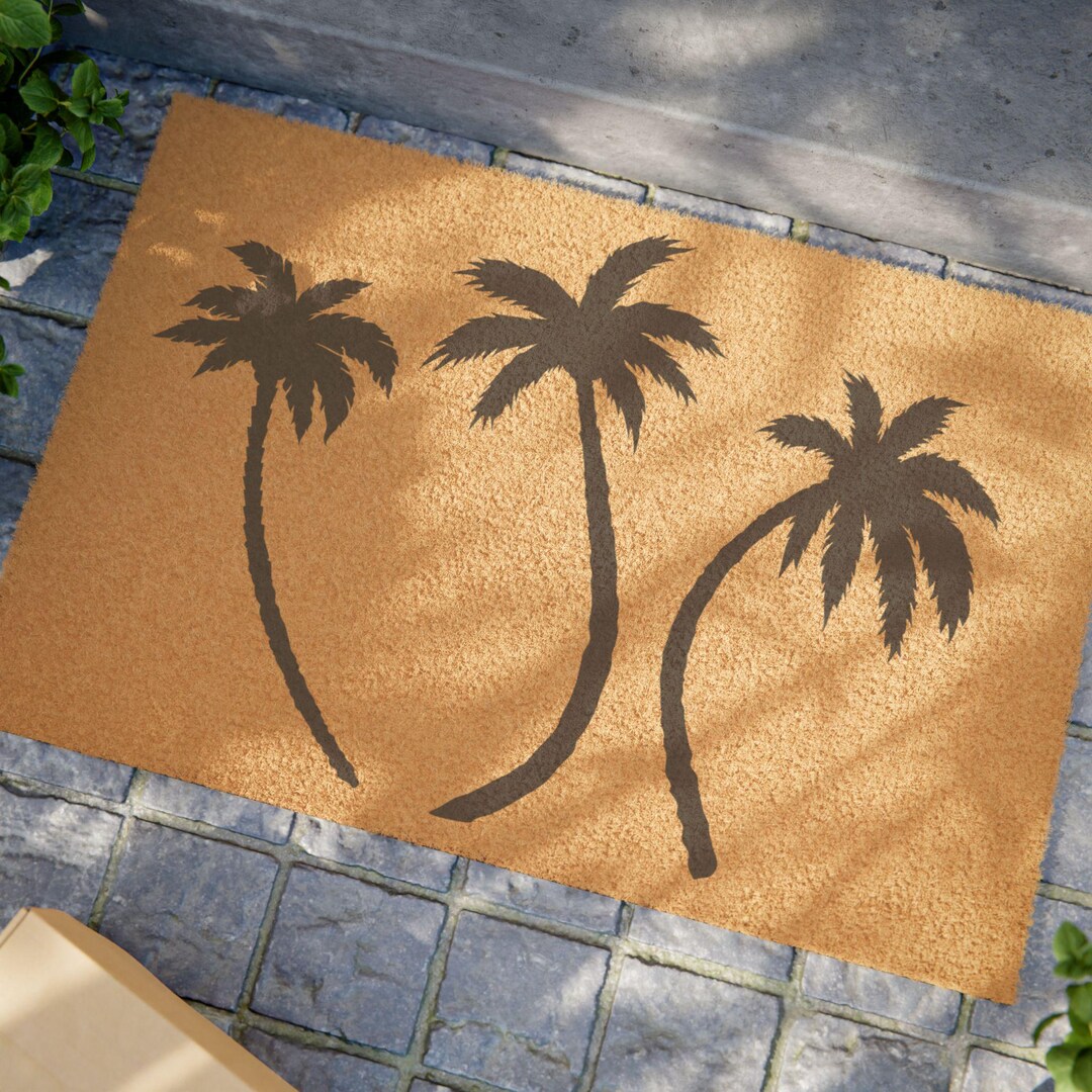 Tropical Palm Tree Doormat, Beach Welcome Mat, Beach House Decor ...