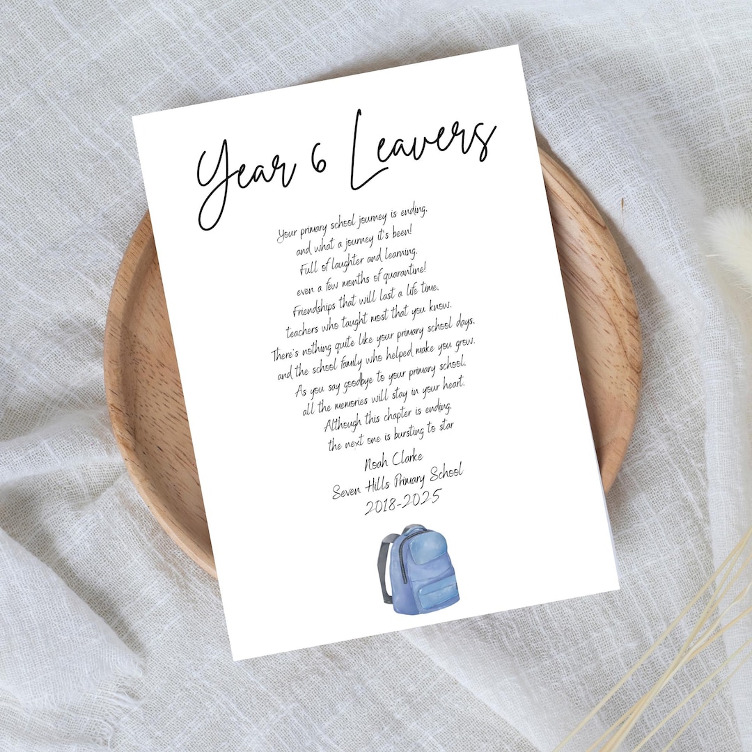 Year 6 Leaver Poem Template, Editable Digital File Download Using Canva ...