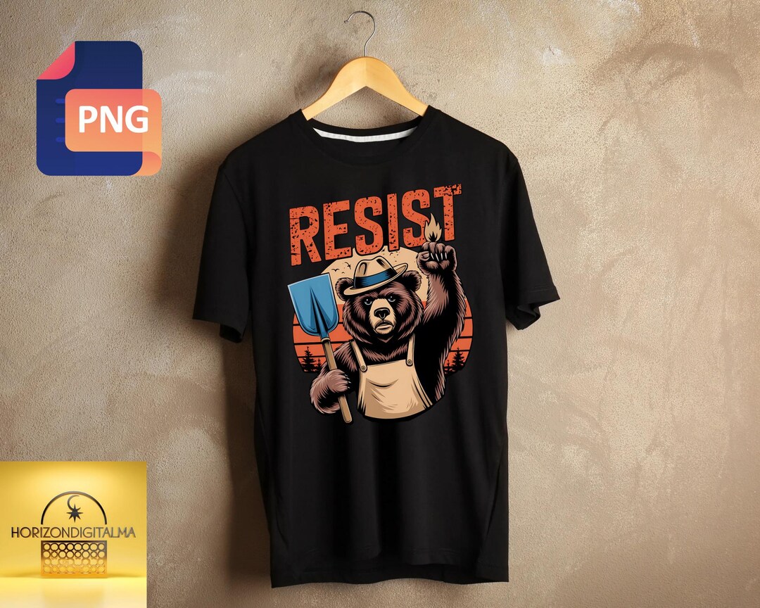 Resist Bear PNG | Protest Bear Digital Download | Retro Wilderness Art ...