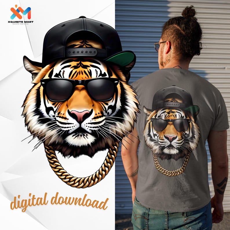 Gangster Tiger Sublimation Design | Hip Hop Tiger Clipart | Streetwear ...