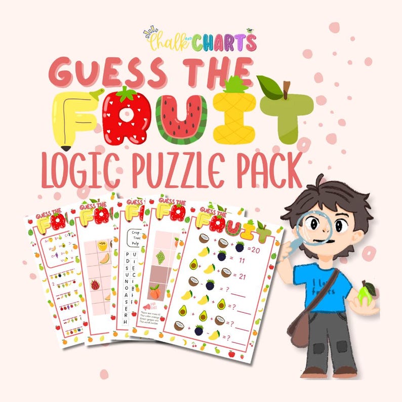 Fruit Logic Puzzle Packet: Cryptograms, Sudoku, Crosswords, Nonograms ...