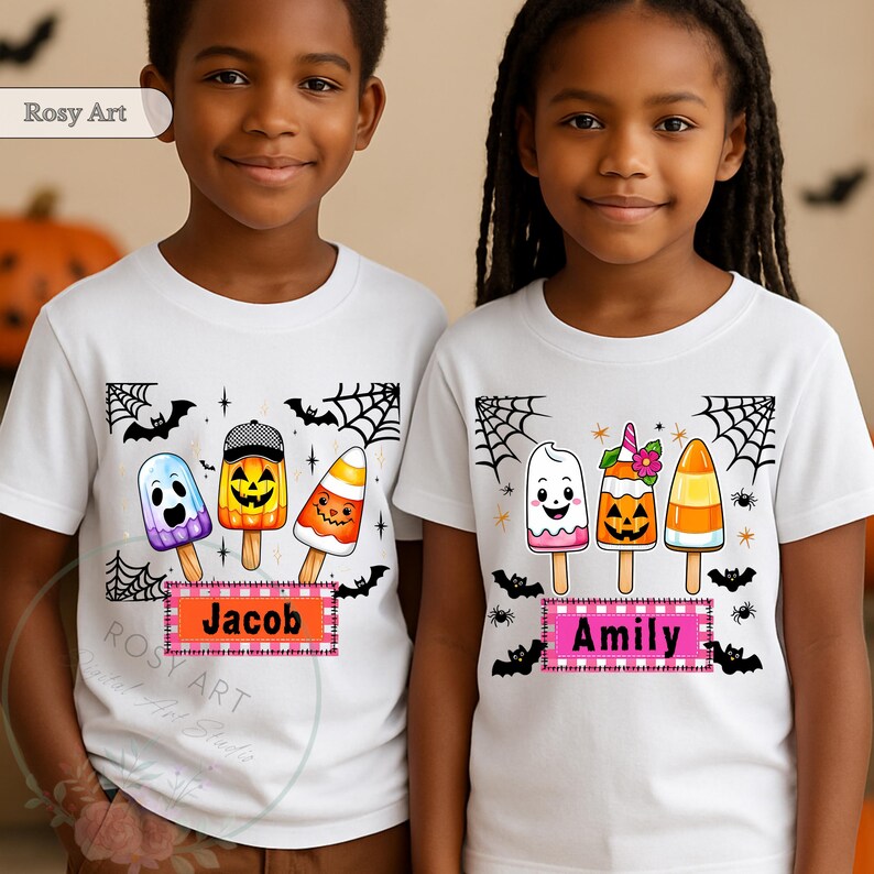 Custom Kids Halloween PNG, Cute Ghost Pumpkin Candy Corn Sublimation ...