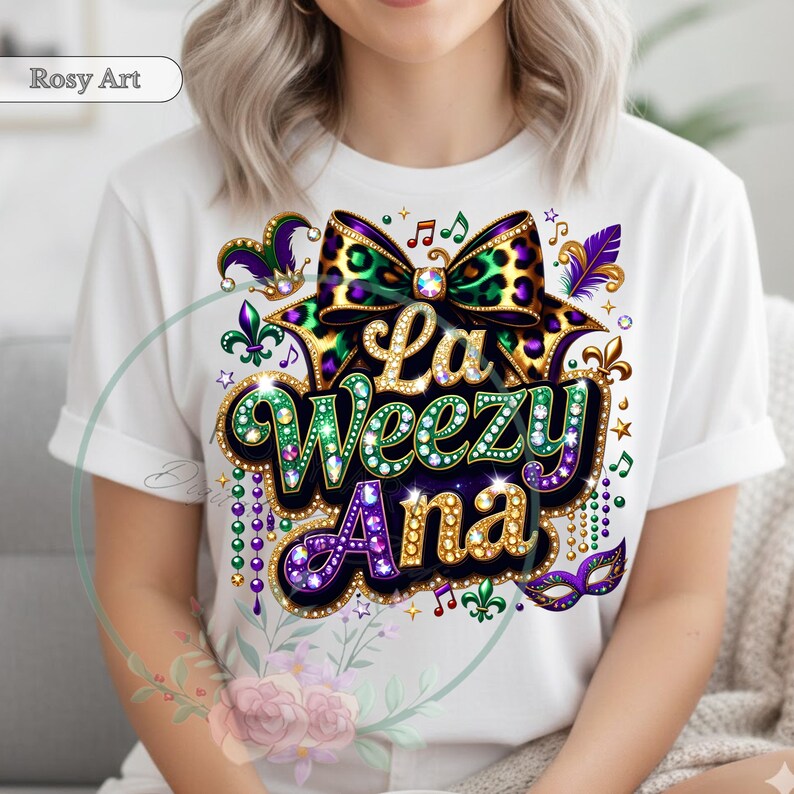 La Weezy Ana Mardi Gras PNG, Rhinestone Leopard Bow Design (digital ...
