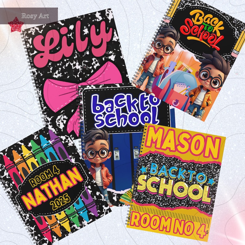 Editable Composition Notebook Covers Canva Templates, Back to School ...