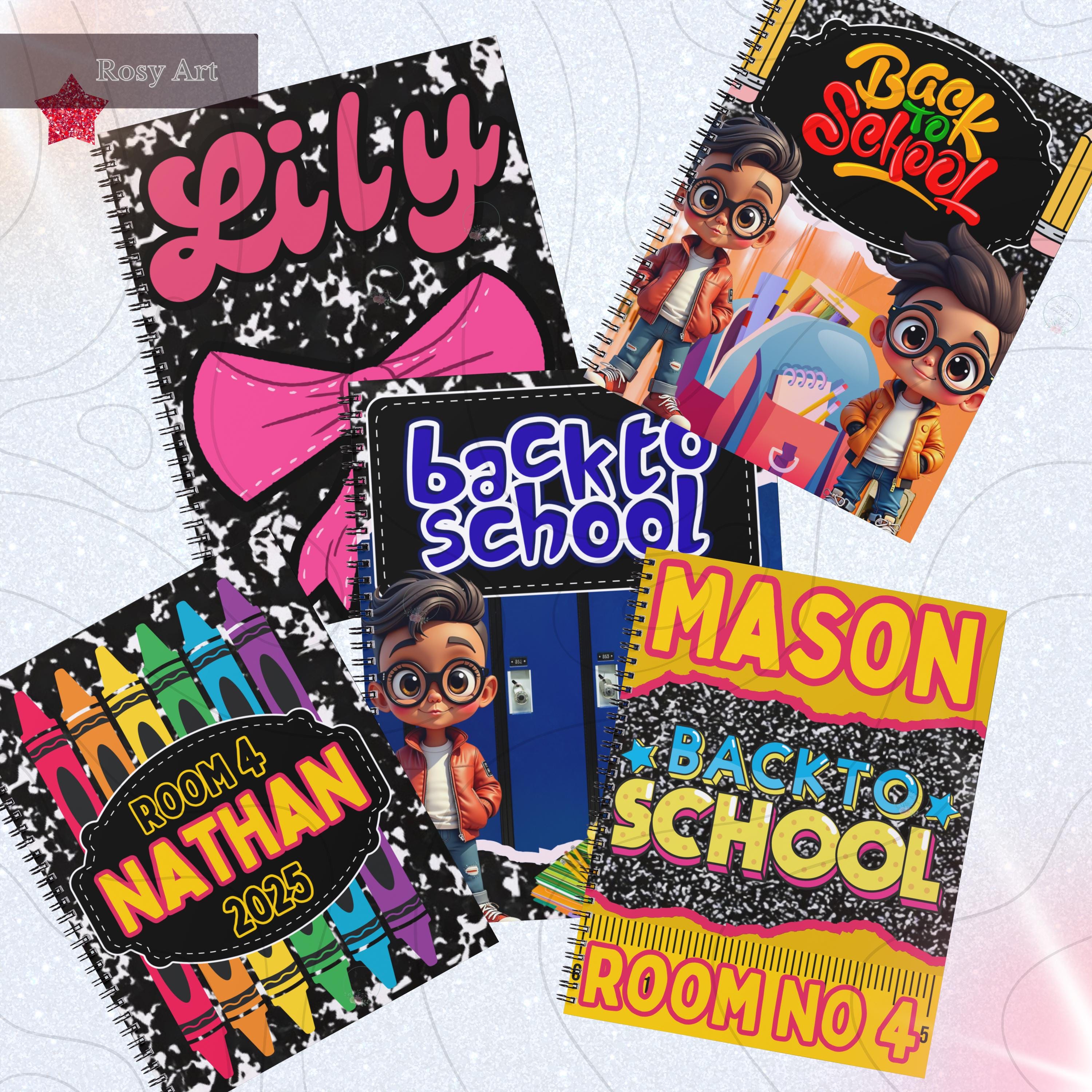 Editable Composition Notebook Covers Canva Templates, Back to School ...