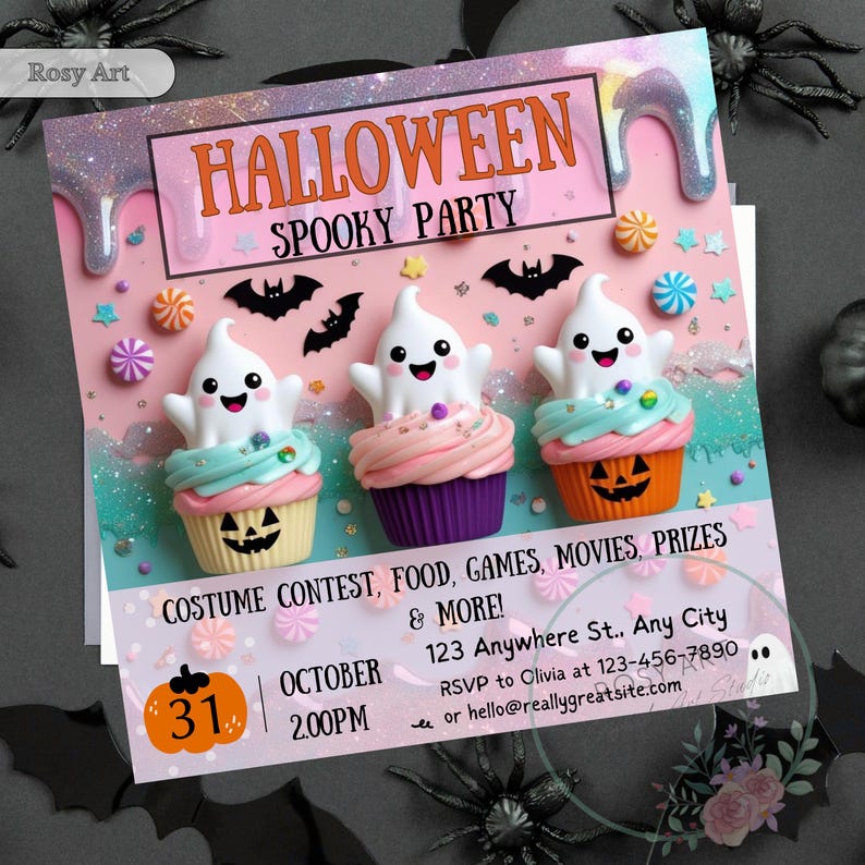 Editable Halloween Party Invitation Bundle, Spooky Party Invite ...