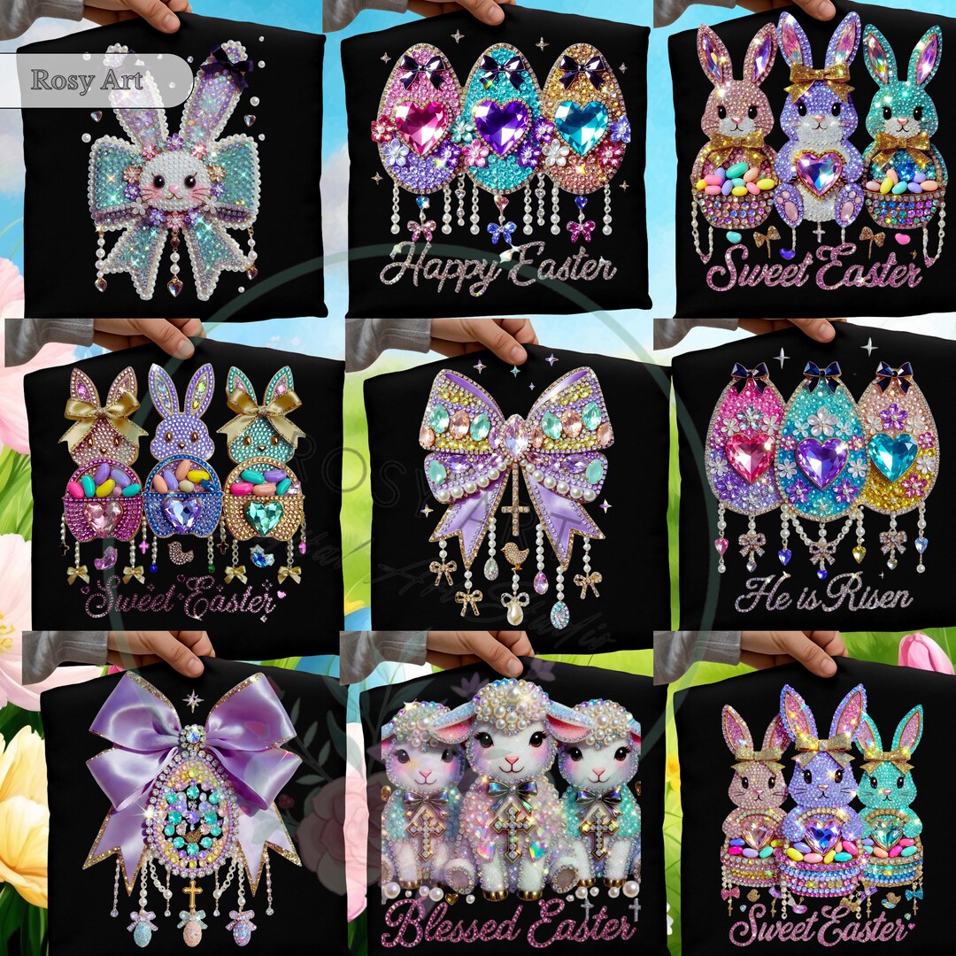 Bling Happy Easter PNG | Rhinestone Bunny PNG | Sparkle Easter Bunny ...