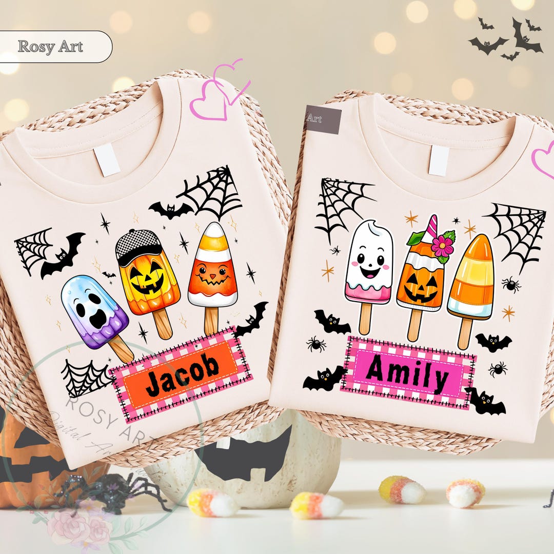 Custom Kids Halloween PNG, Cute Ghost Pumpkin Candy Corn Sublimation ...