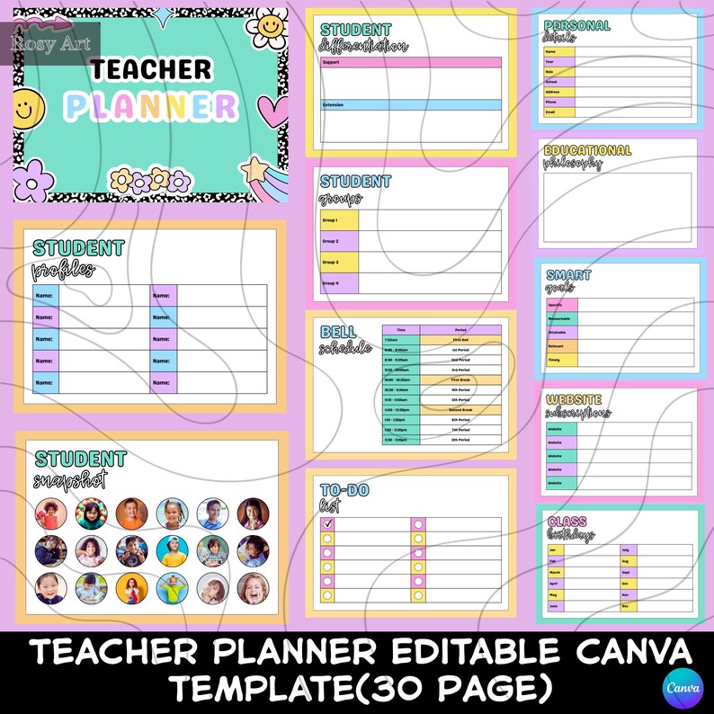 Editable Teacher Planner 2024-2025: Canva Template (digital Download A4 ...