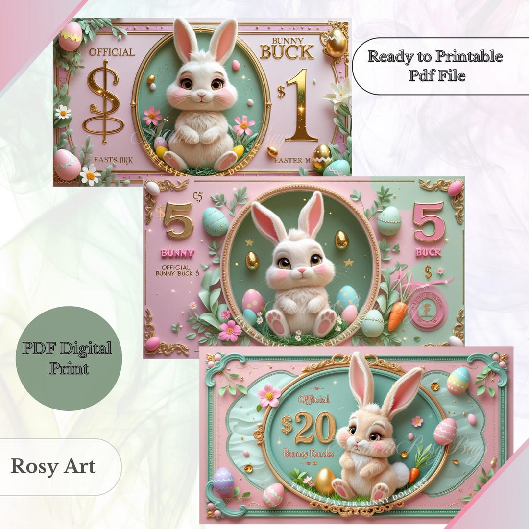 Easter Bunny Bucks |printable Play Money Coupon |bunny Dollars for Kids ...