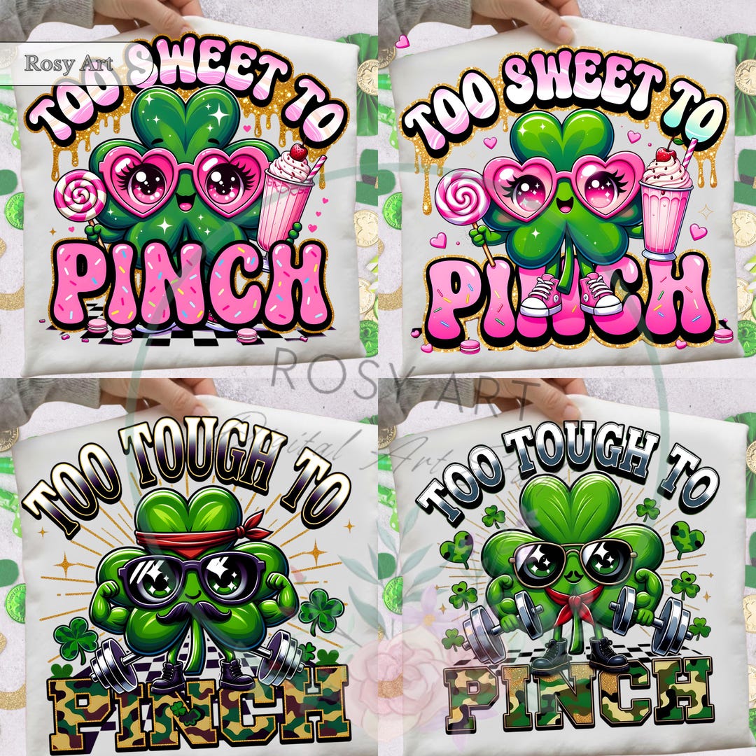 Too Cute to Pinch PNG, Kids St Patrick’s Day PNG, Personalized Boy Girl ...