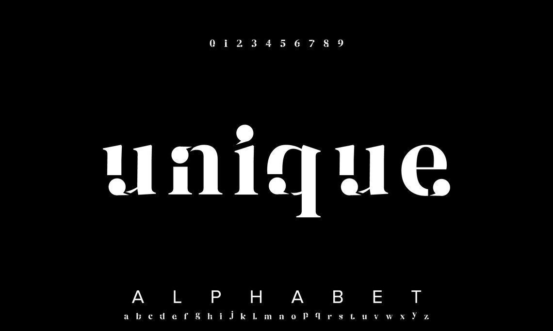 Elegant Awesome Alphabet Letters Font and Number. Unique Serif Font ...