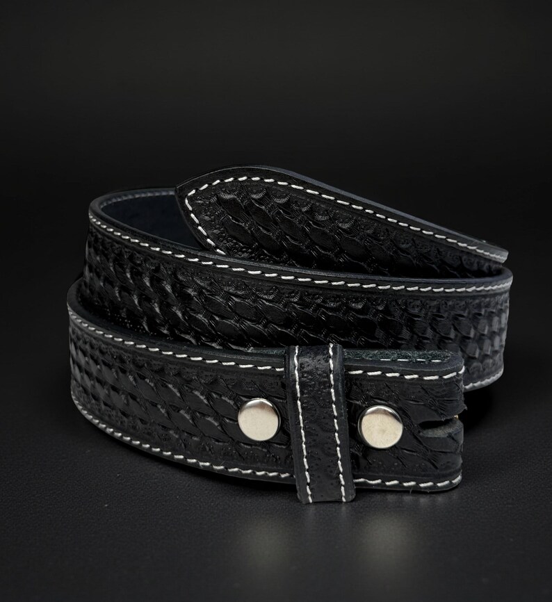 Handmade Leather Snap Belt Strap - 100% Full Grain Western Style Cow ...