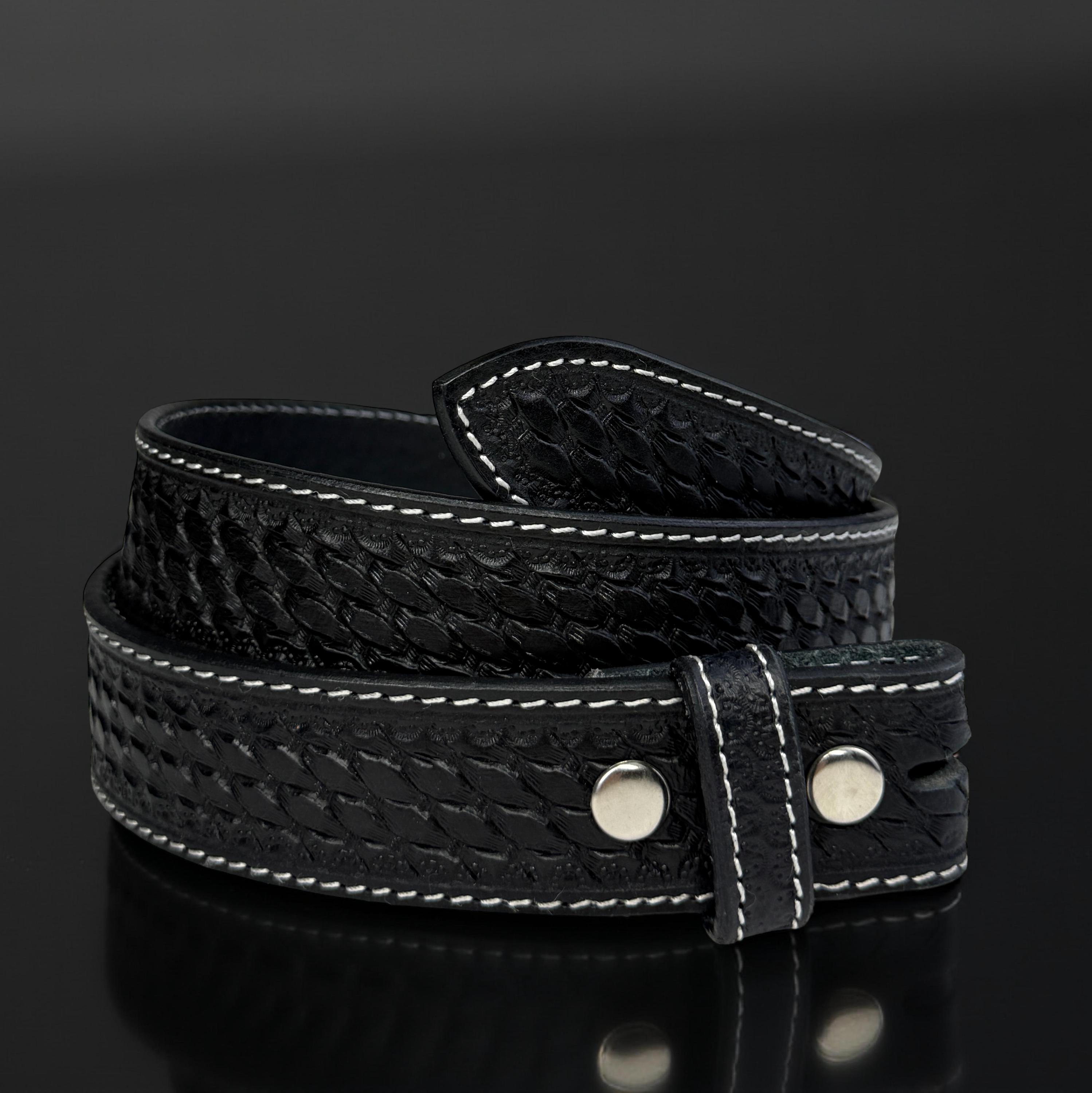 Handmade Leather Snap Belt Strap - 100% Full Grain Western Style Cow ...