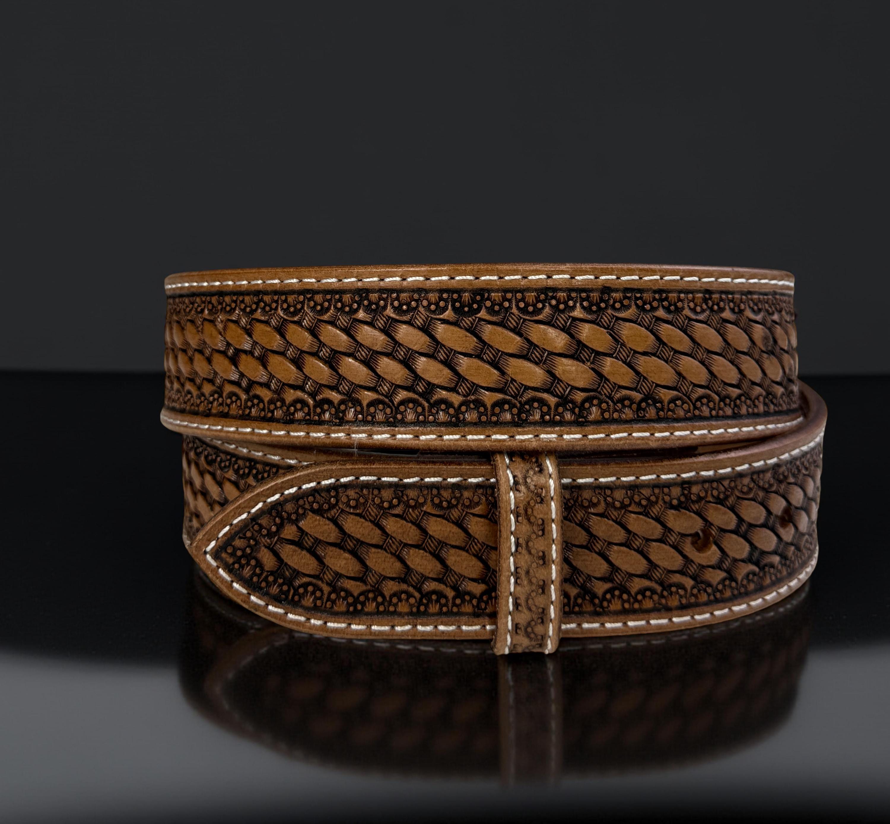Handmade Leather Snap Belt Strap - 100% Full Grain Western Style Cow ...