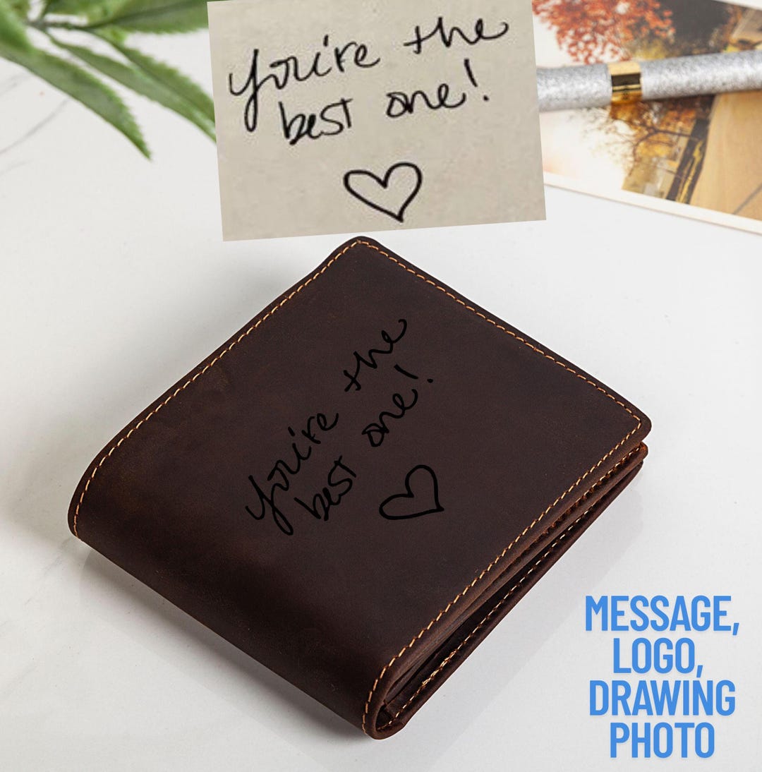 Personalized Leather RFID Wallet, Engraved Genuine Leather Custom ...