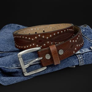 Genuine Leather Snap-on Belt, Engraved Leather Belt, 100% Full Grain ...