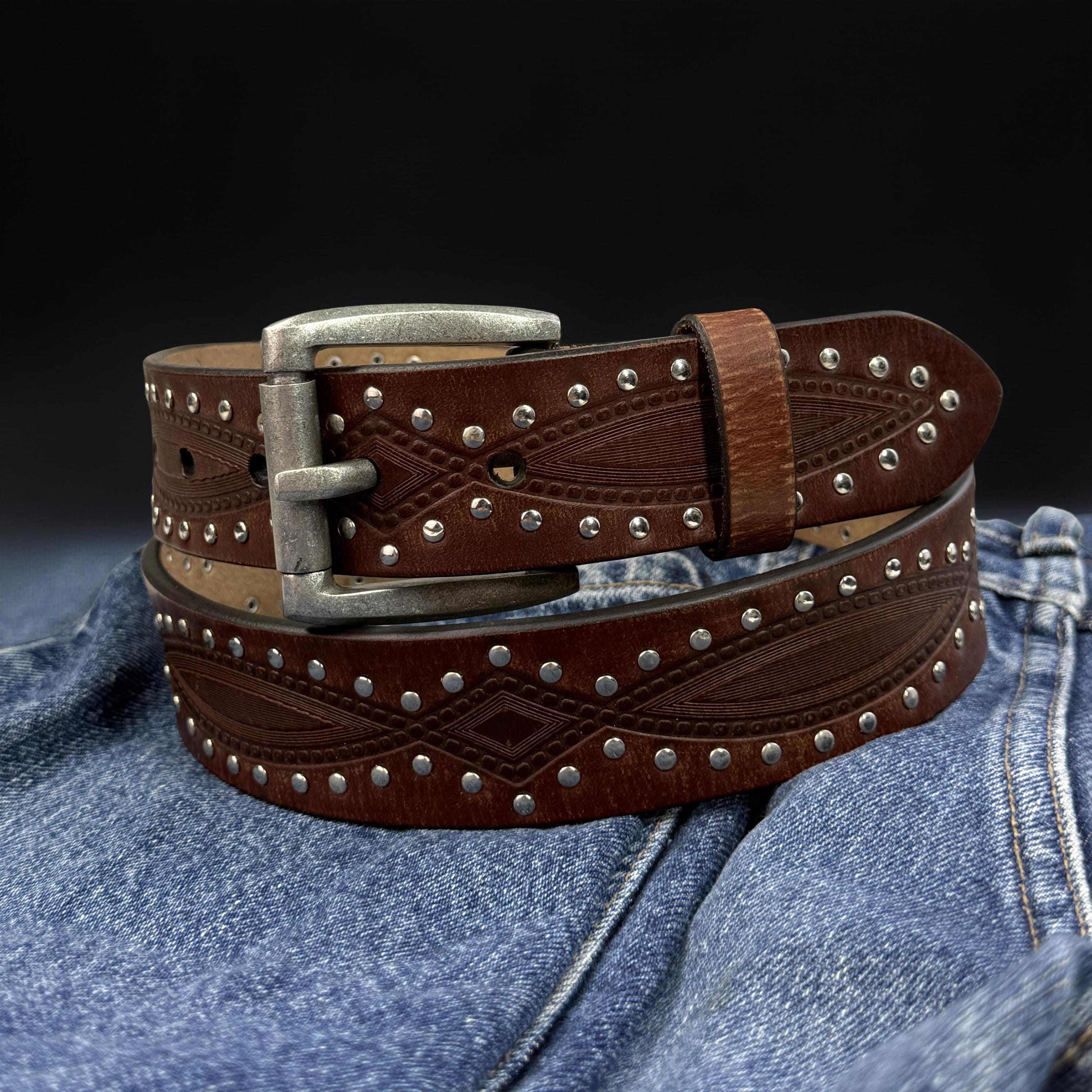 Genuine Leather Snap-on Belt, Engraved Leather Belt, 100% Full Grain ...