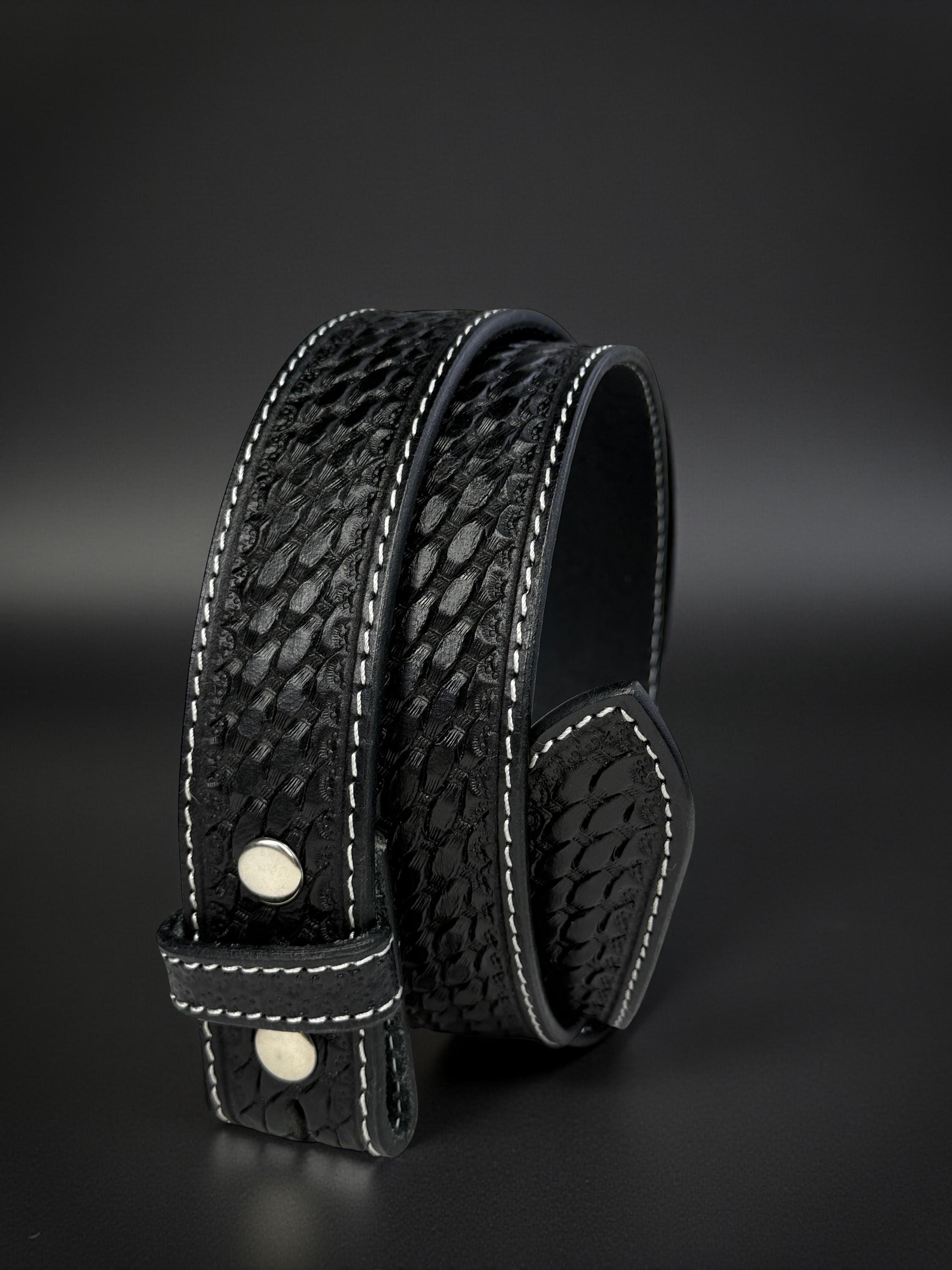 Handmade Leather Snap Belt Strap - 100% Full Grain Western Style Cow ...