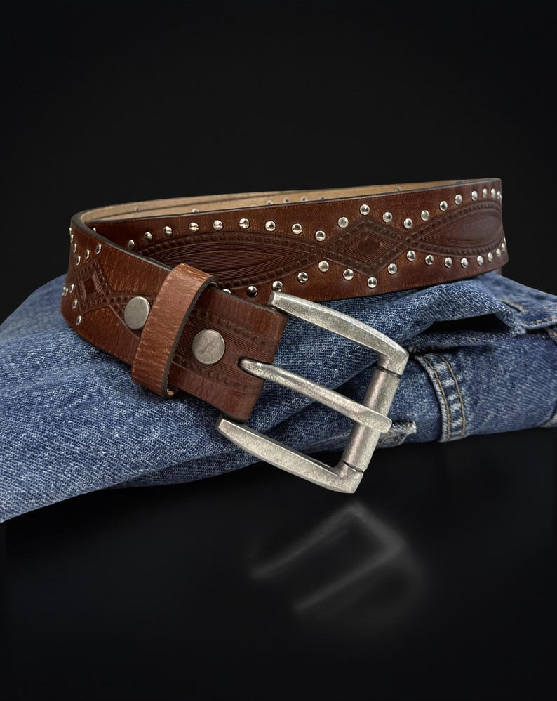 Genuine Leather Snap-on Belt, Engraved Leather Belt, 100% Full Grain ...