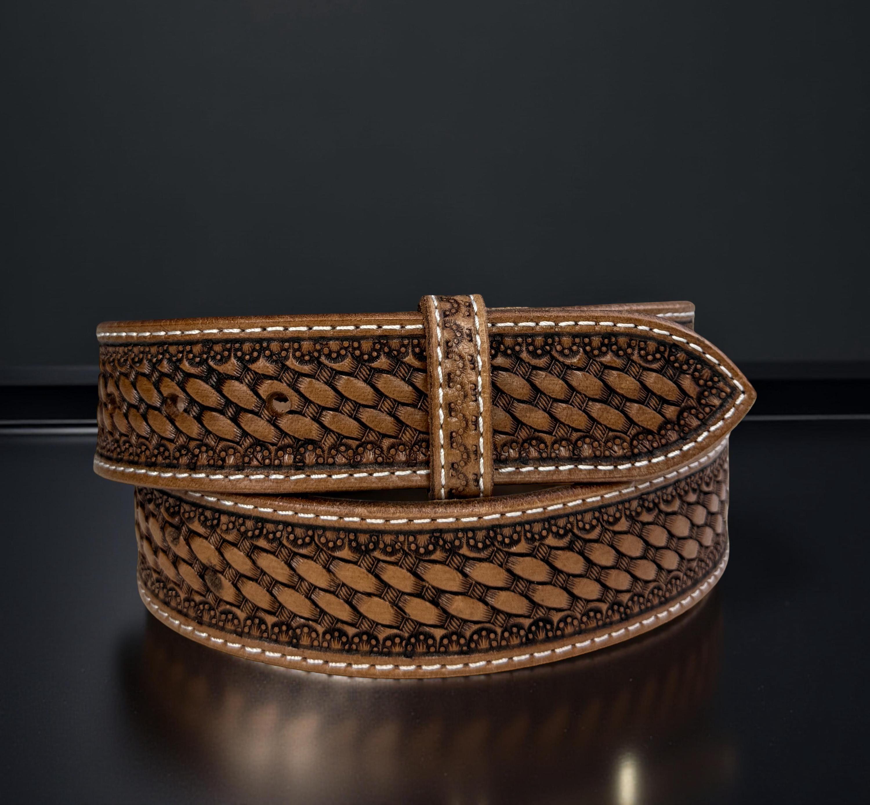 Handmade Leather Snap Belt Strap - 100% Full Grain Western Style Cow ...