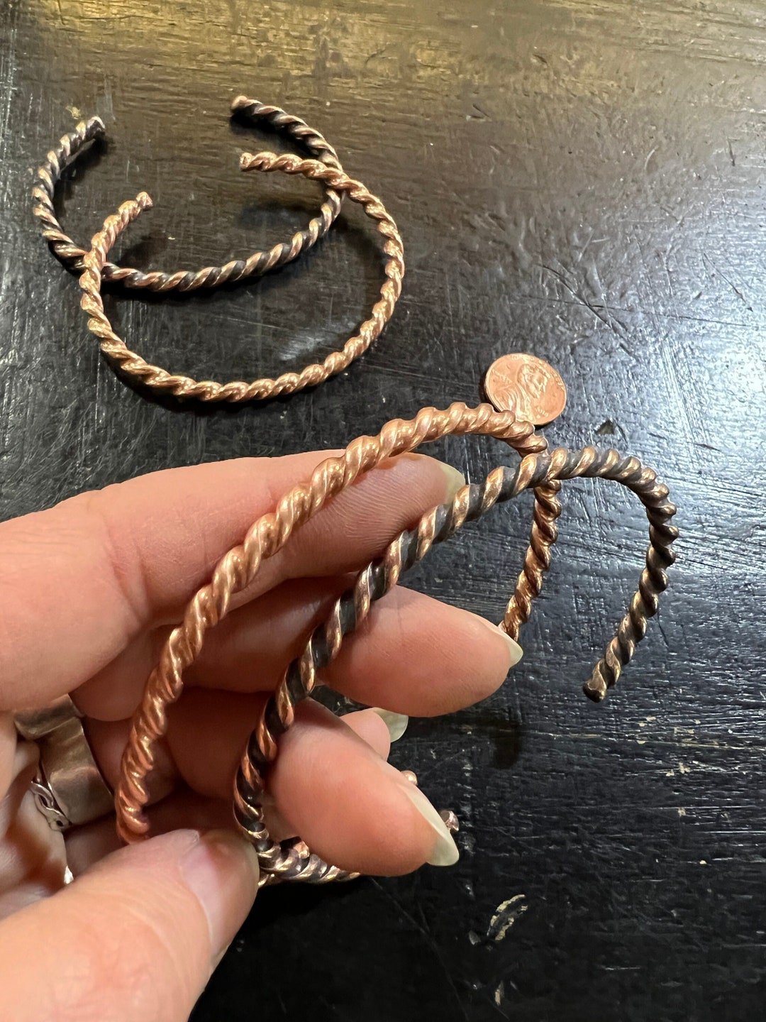 Handmade Twisted Copper Bracelet, Adjustable Rustic Cuff for Men and ...