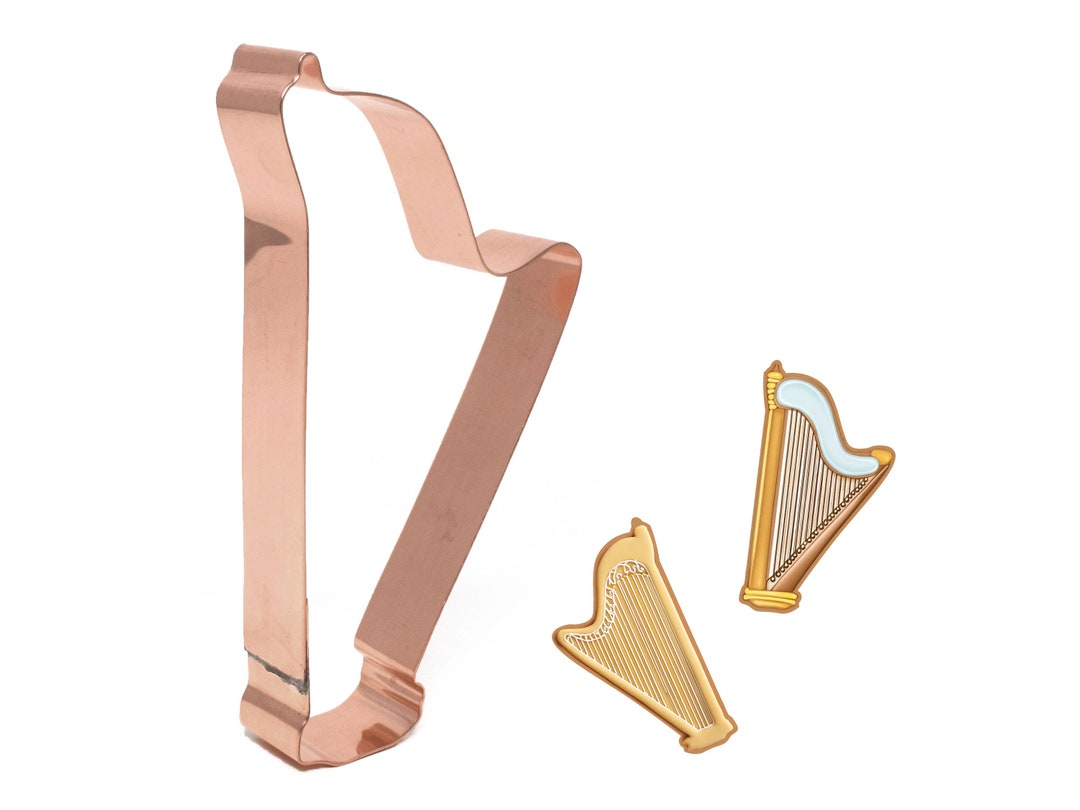 Harp Cookie Cutter – 5" Handmade Copper – Holiday Baking Gift for Music ...