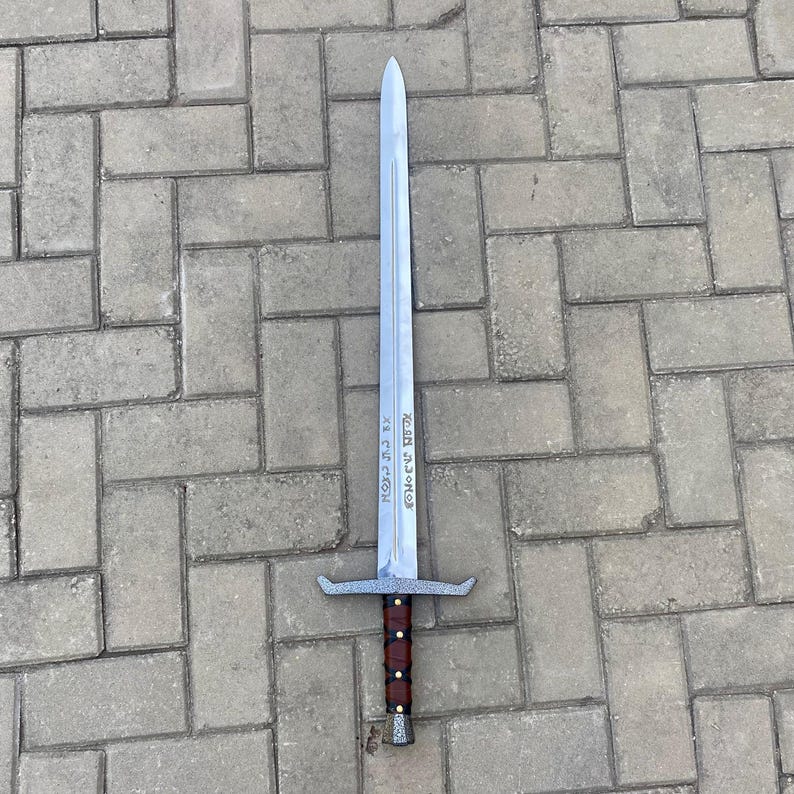 Hand-forged Excalibur Sword Replica: Carbon Steel Full-tang Longsword ...