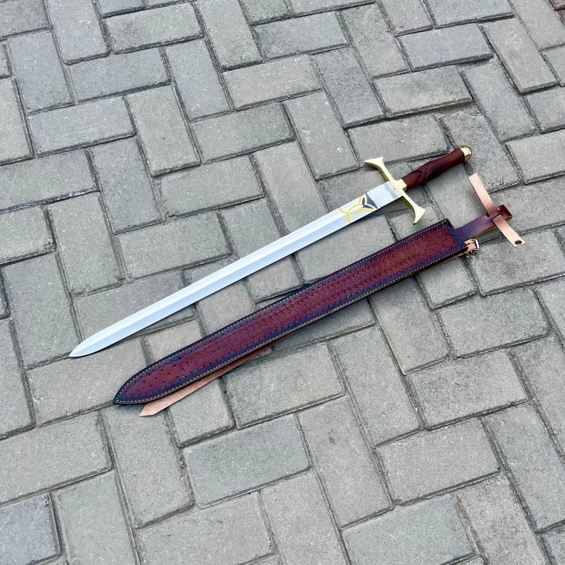 New Merlin Excalibur Sword – Handmade Medieval Knight Longsword | Brass ...