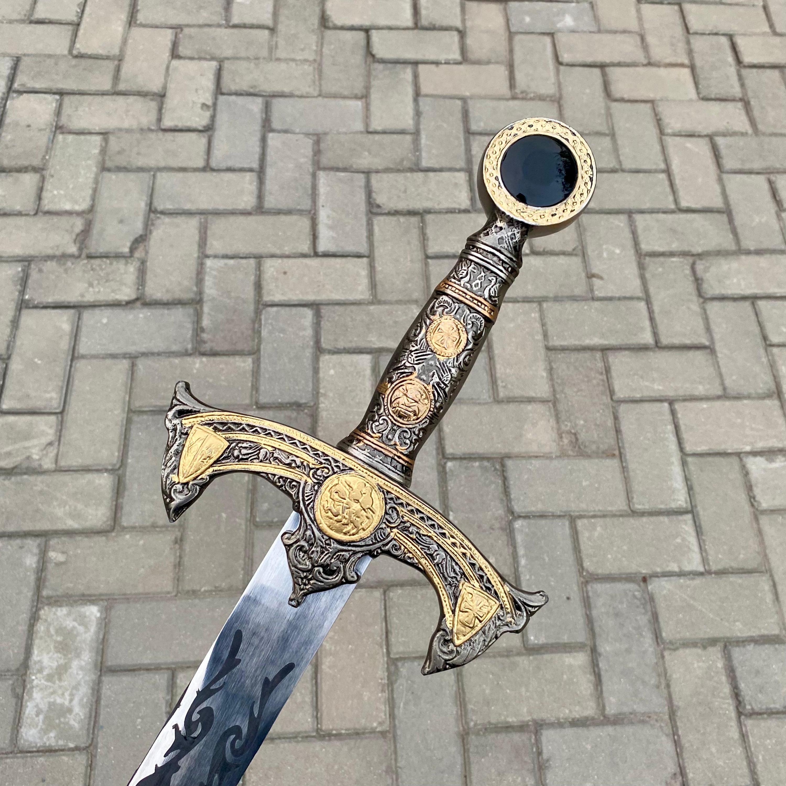 Hand Forged Once Upon a Time Excalibur Replica Sword: High Carbon Steel ...